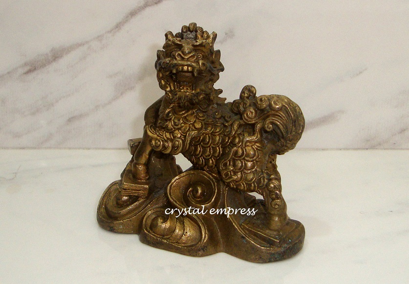 Brass Chi Lin with Four Scholastic Objects - Crystal Empress Feng Shui ...
