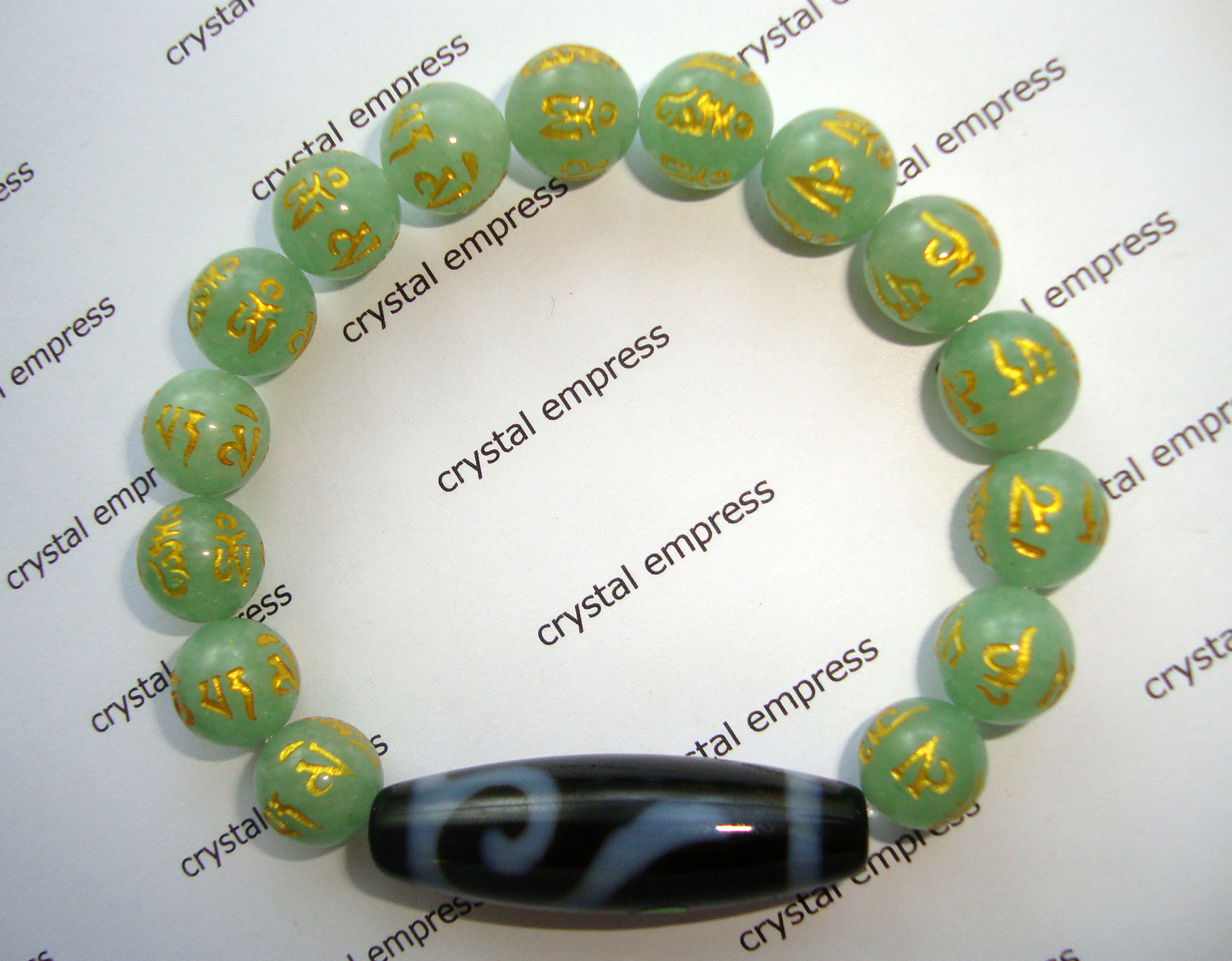 Money Hook Dzi with Jade Mantra - Crystal Empress Feng Shui Store