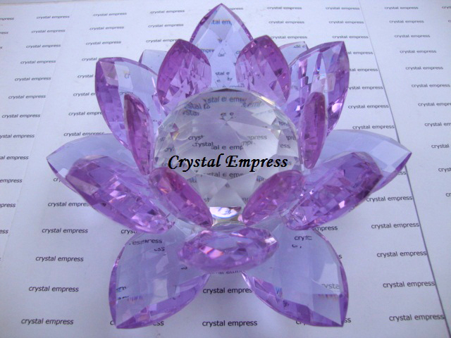 Purple Glass Crystal Lotus Flower - Crystal Empress Feng Shui Store