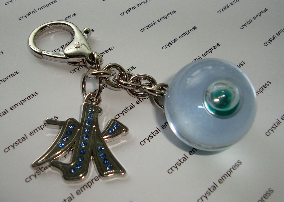 Blue Water In Globe Talisman Keychain - Crystal Empress Feng Shui Store