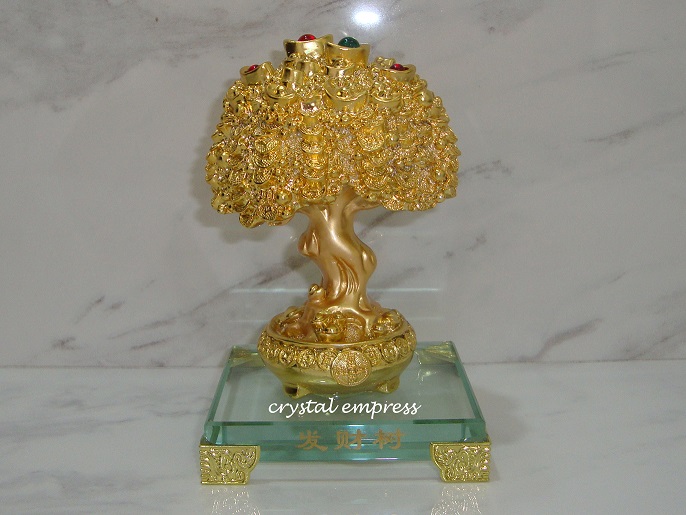 Golden Wealth Tree with Gold Coins and Ingots - Crystal Empress Feng ...