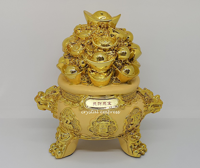 Golden Wealth Pot with Overflowing Treasures for Abundance - Crystal ...