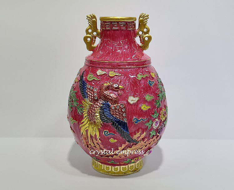 2020 Crimson Phoenix Vase - Crystal Empress Feng Shui Store