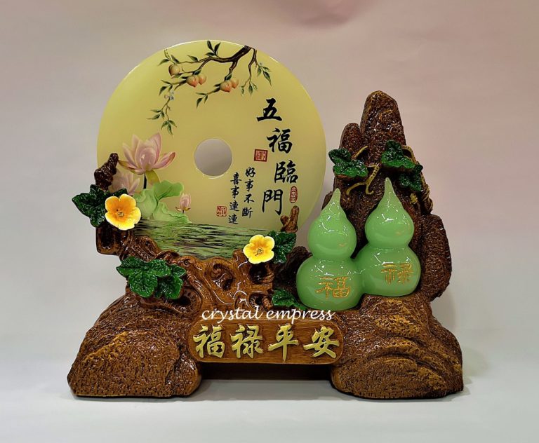 9″ Chinese I-Ching Coin with Pair of Green Wu Lou - Crystal Empress ...