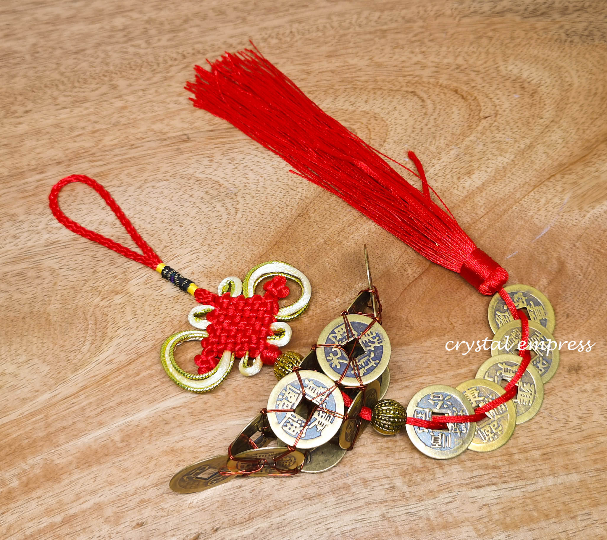 Brass Ingot/Money Bar Shaped I-Ching Coins Tassel with Five Emperor ...