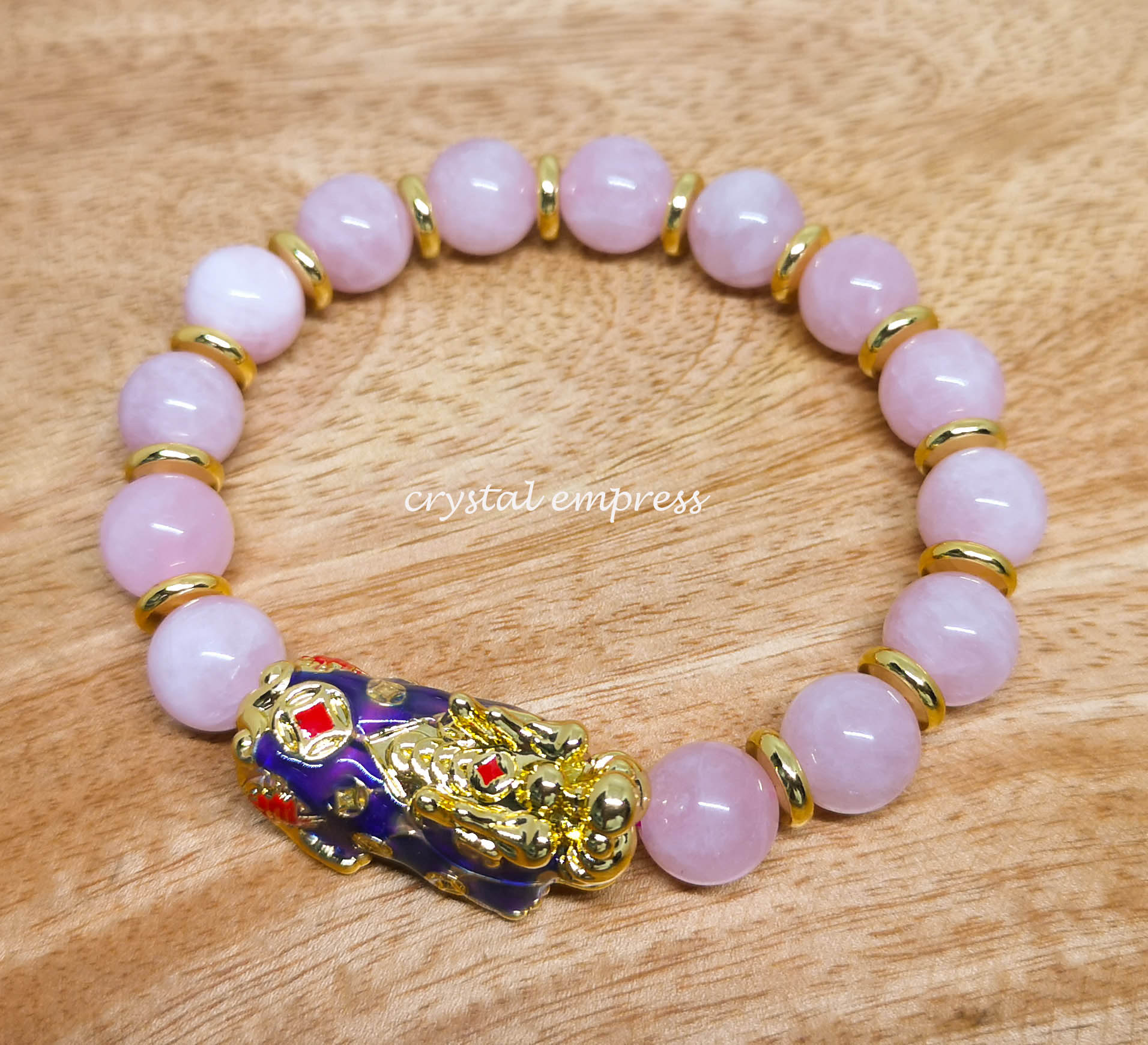 Madagascar Rose Quartz with Color Changing Pi Yao Infinity Bracelet ...