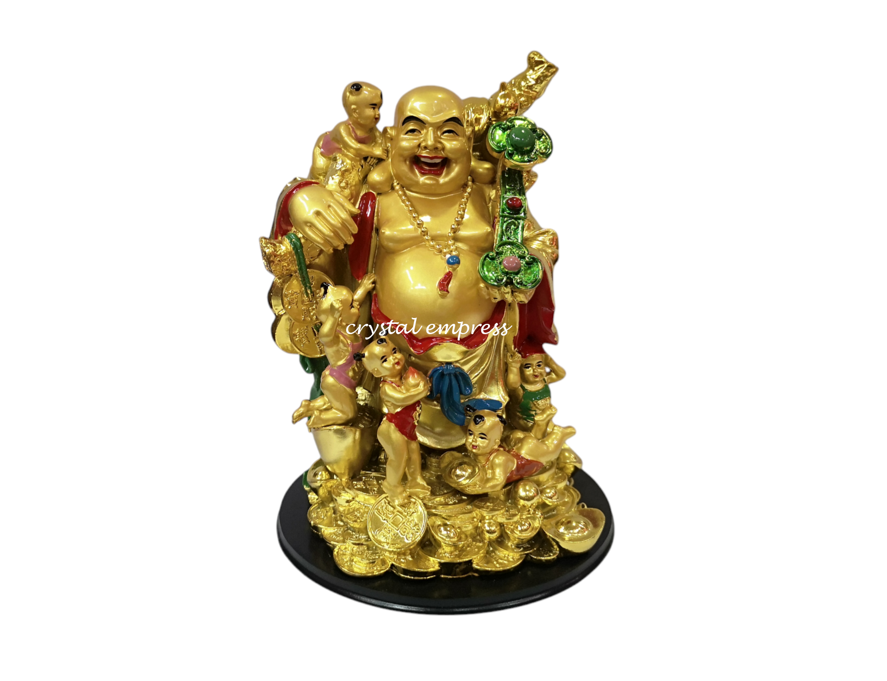 12″ Colorful Travelling Laughing Buddha with Children (Happy Family ...