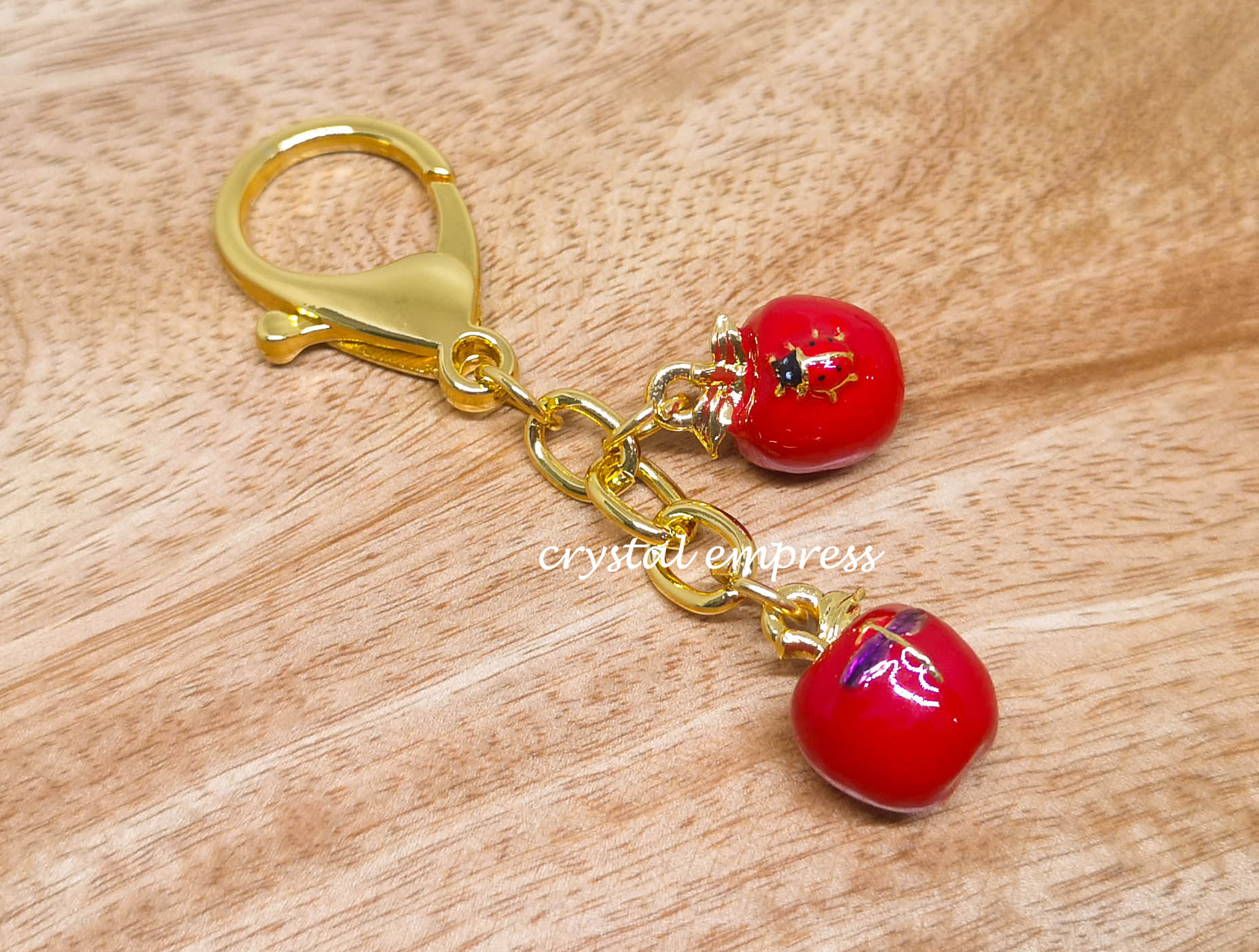 2025 Pair of Harmony Apples Keychain - Crystal Empress Feng Shui Store